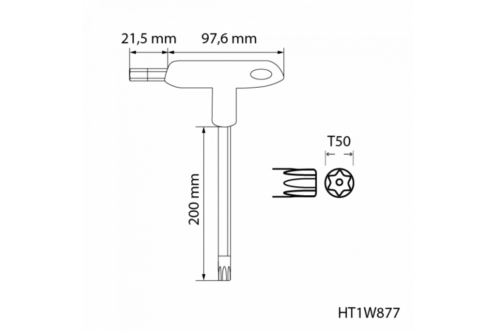 T-type torx security keys, long TT50 - Högert Technik T-type torx security keys, long TT50 - Högert Technik